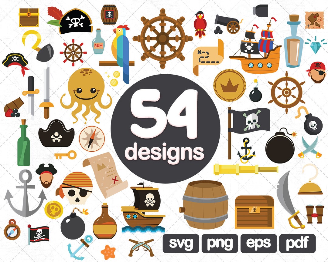 54 Pirate Clipart Bundle, Pirate Ship, Pirates Clipart, Pirate Parrot ...