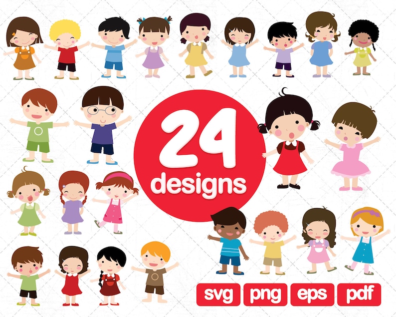 24 Kids Clipart, Children Clipart, Girl Clipart, Boy Clipart, Baby ...