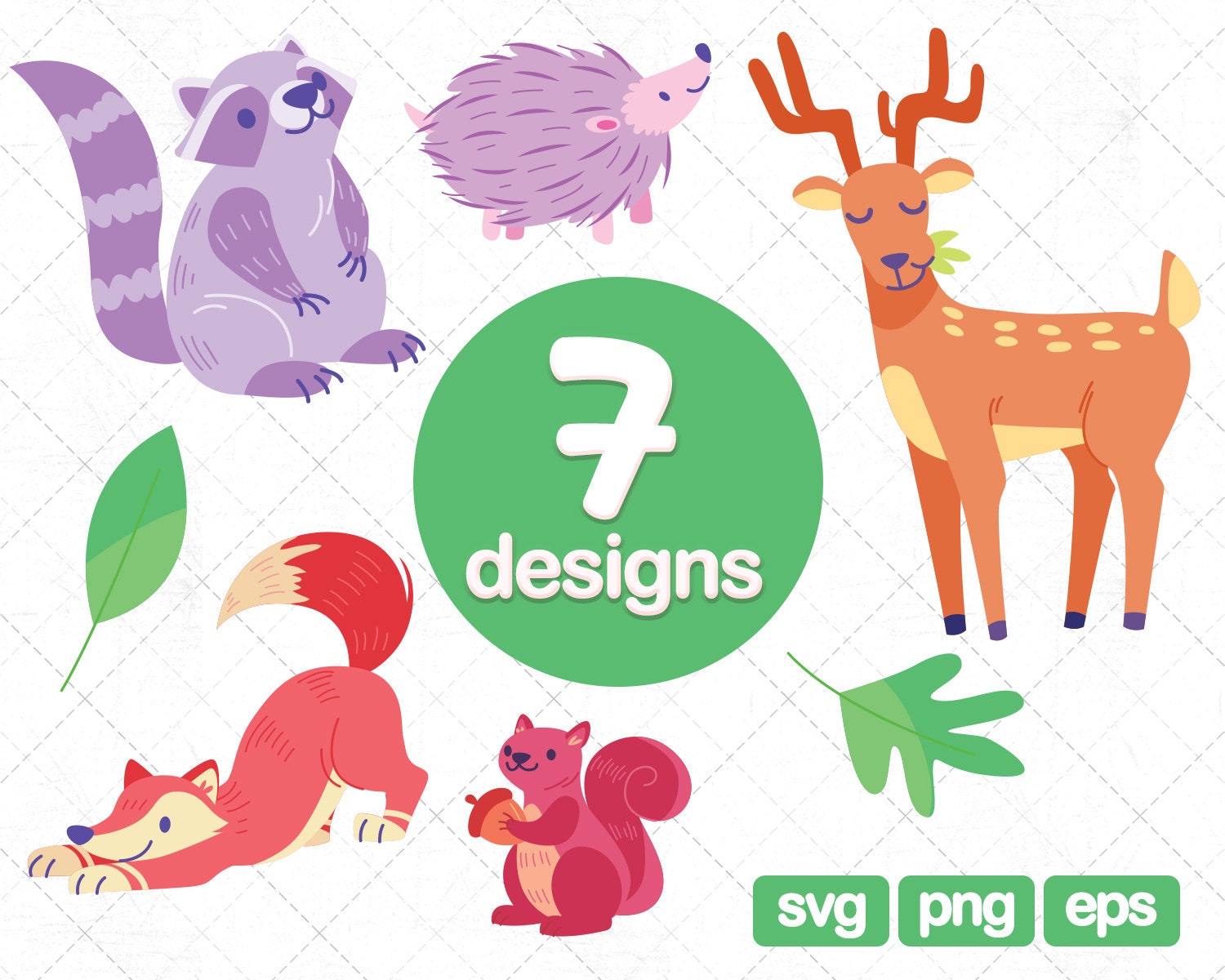 7 Animals clipart Bundle animals svg fox clipart deer | Etsy