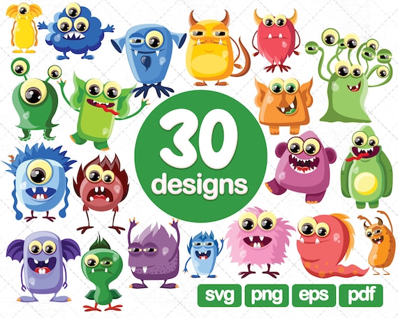 30 Cute Monsters Clipart | Etsy