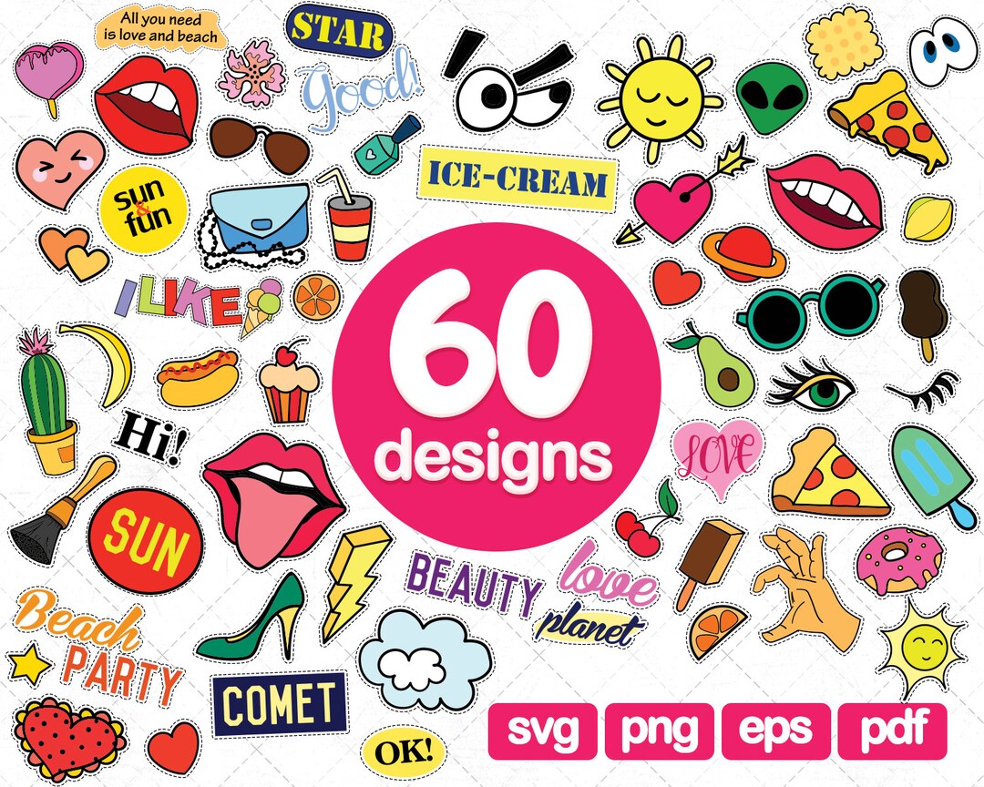 60 Stickers Clipart Bundle SVG, Planner Clipart PNG, Planner Stickers ...