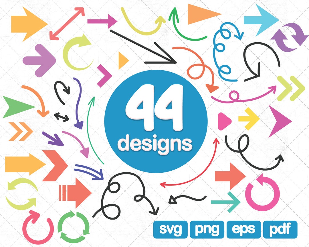 44 Arrows Clipart Graphics Bundle, Pink, Purple, Green, Blue, Digital ...