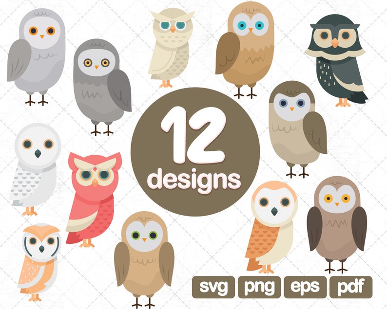 12 Ows Clipart Bundle owl png cute owl clipart owl cut | Etsy
