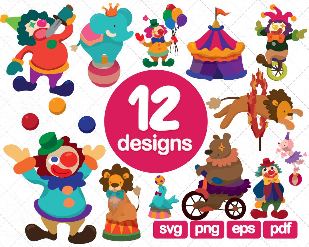 12 Circus Clipart, Carnival Clipart, Clown Clipart, Circus Party ...