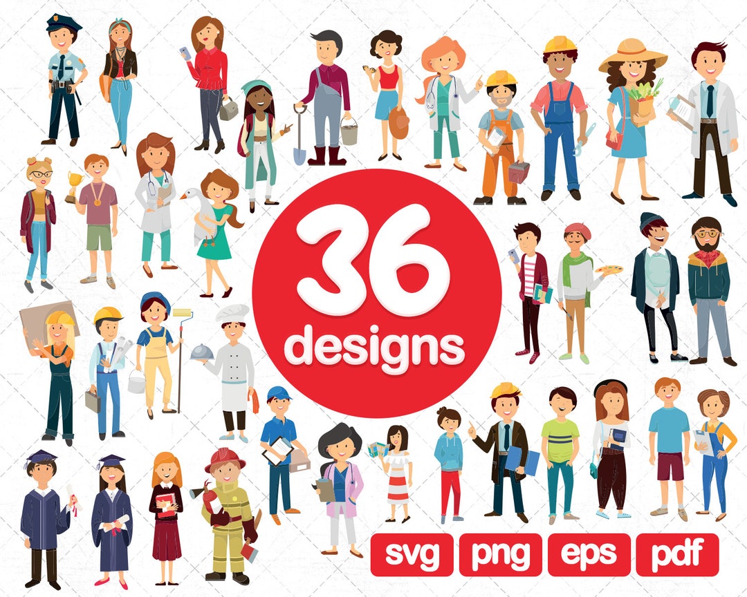 36 Workers Clipart Bundle, Construction, Healthcare, Jobs Clipart ...