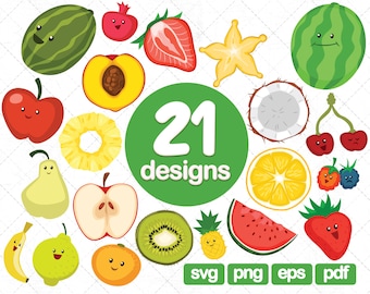 Kawaii Fruits Clipart, Cute Fruits Clip Art, Kawaii Food Clipart ...