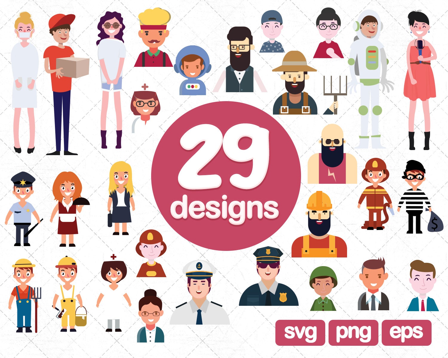 Jobs Clipart Bundle, Doctor Clipart, Fireman Clipart, Firefighter ...