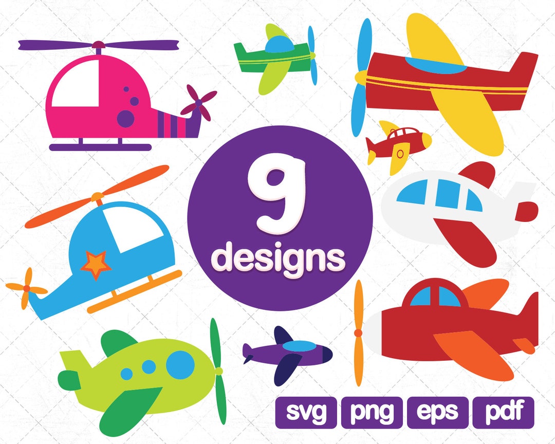 9 Planes Clipart, Airplane Clipart, Plane Svg, Plane Silhouette, Kids ...