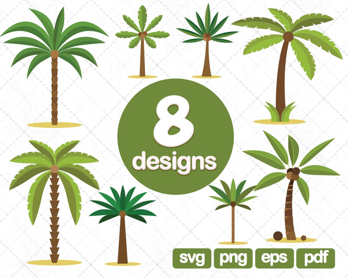 8 palmas clipart palmera svg clipart de verano silueta de - Etsy México