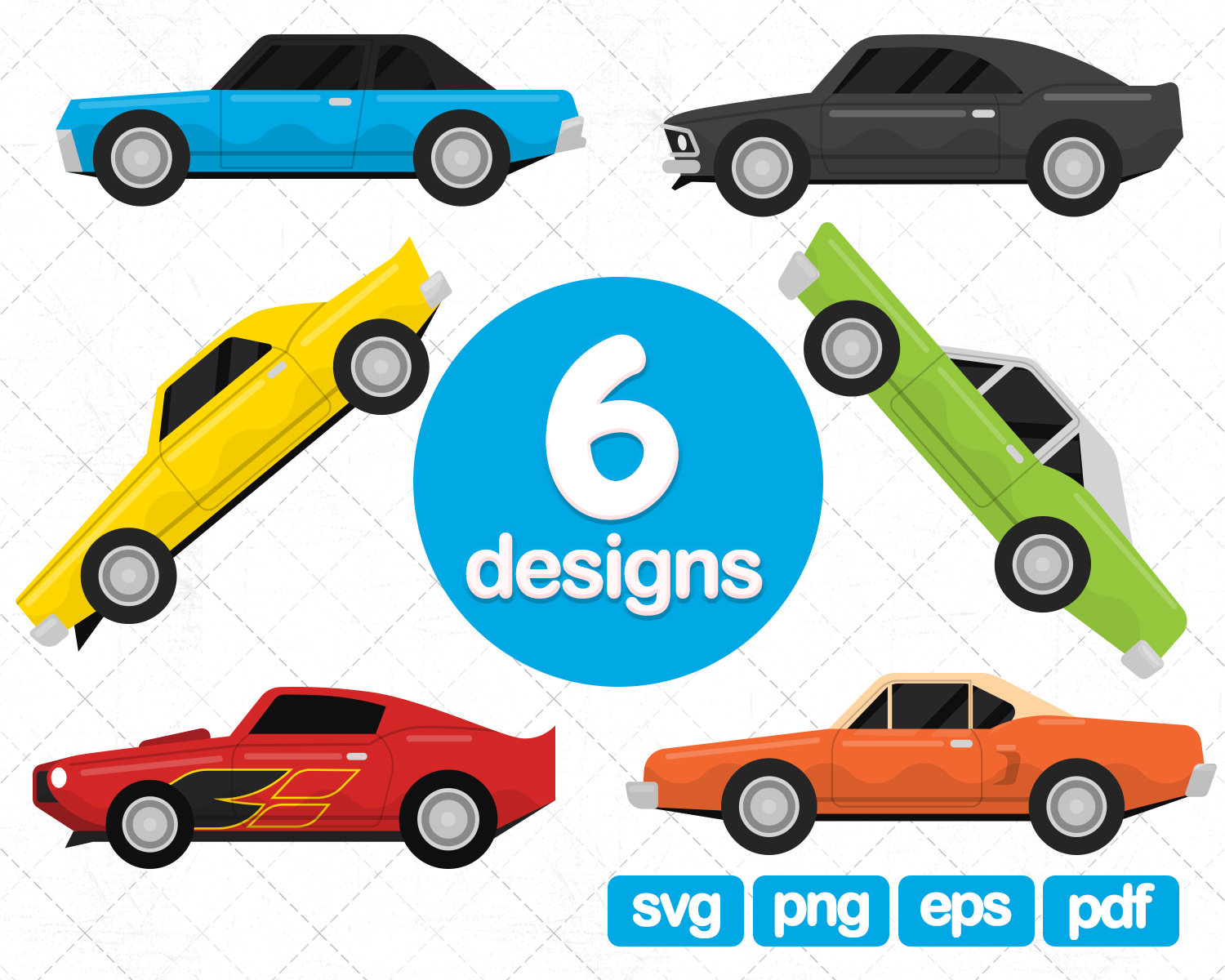 6 Cars Clipart, Vehicle Clipart, Digital Clipart, Car Svg, Retro Car ...