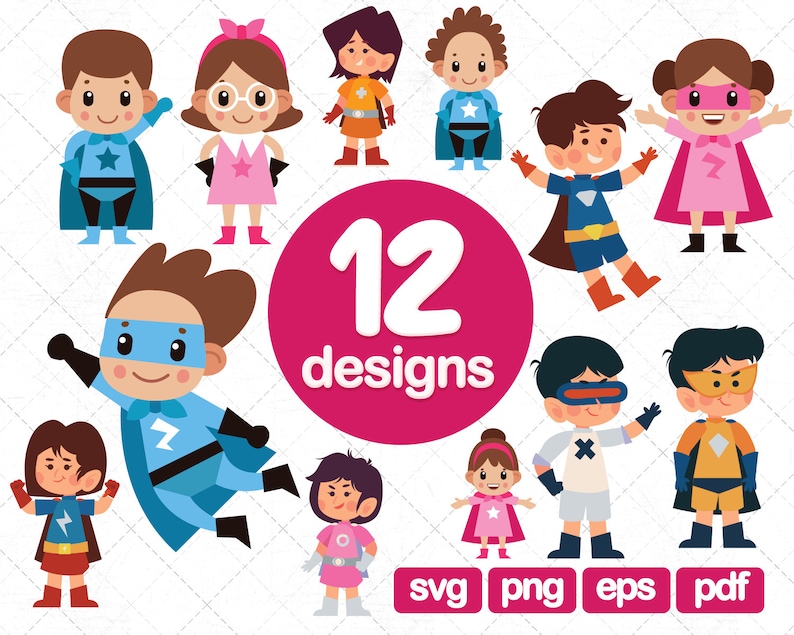 12 Superhero Clipart, Superhero Svg, Superheroes Clipart, Superhero ...