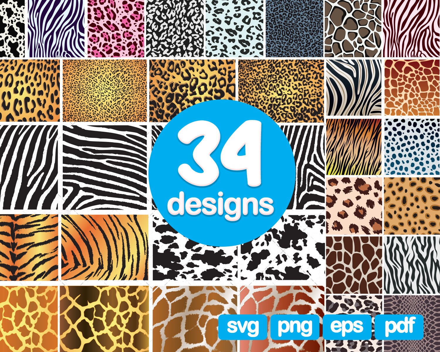 34 Animals Pattern Clipart Animal Print Svg Animal Print | Etsy