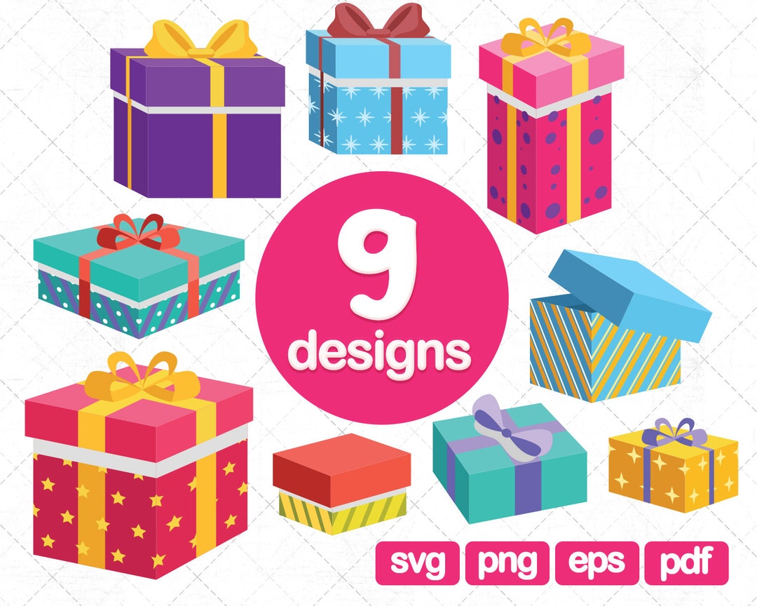 9 Giftbox Clipart, Present Boxes Clip Art, Instant Download, Birthday ...