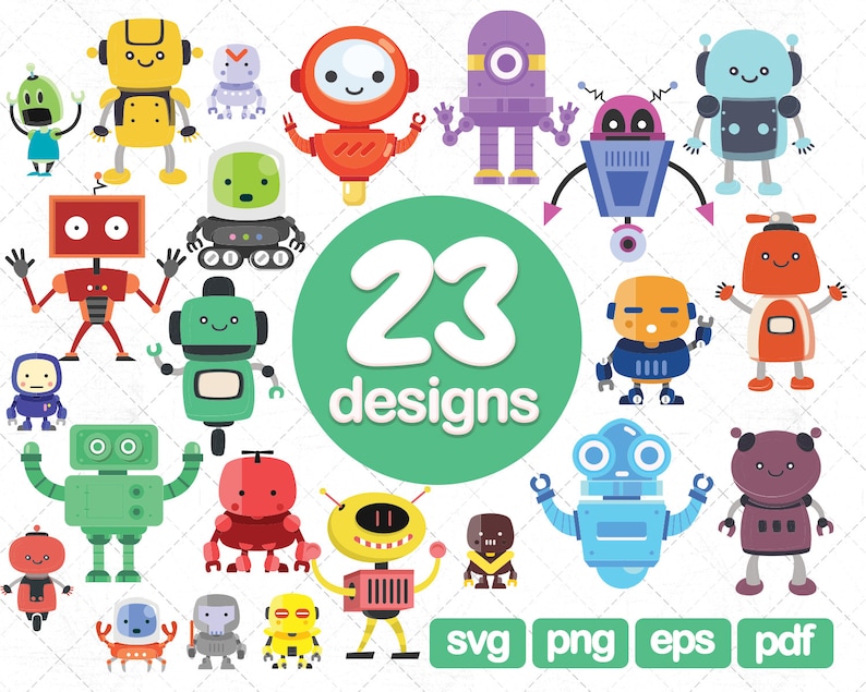 23 Robot Clipart Bundle, Robot Graphics, Robot Illustration, Robot ...