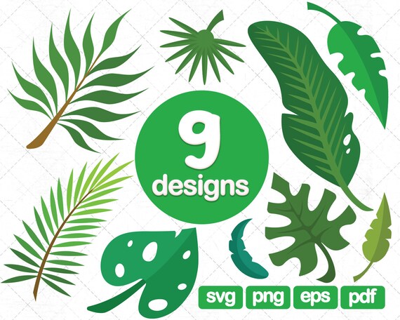 9 Leaves Clipart Design Png Images Leaf Clipart Greenery - Etsy