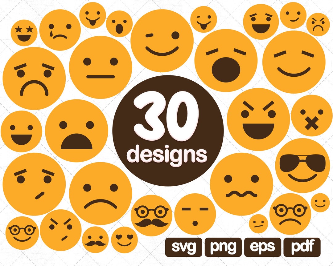 30 Emoji Clipart Svg Collections, Smiley Silhouette Svg,emoticon SVG ...