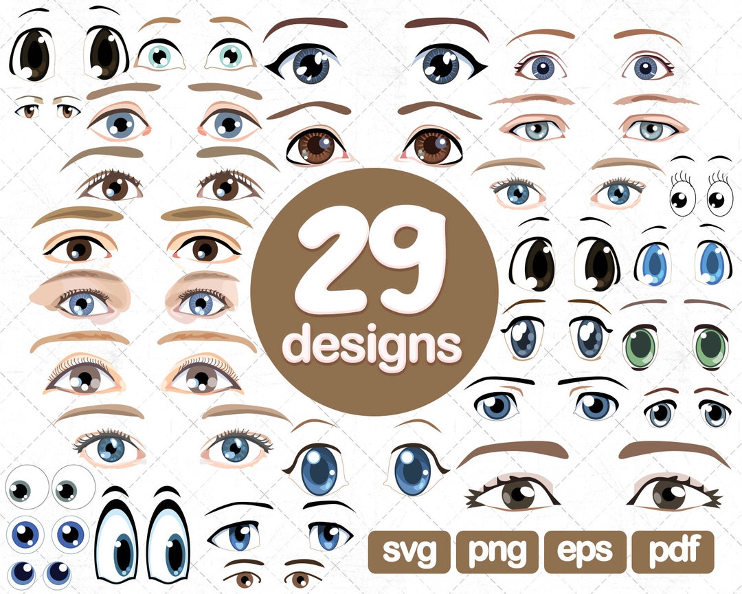 29 Cartoon Eyes Clipart Collections - Etsy