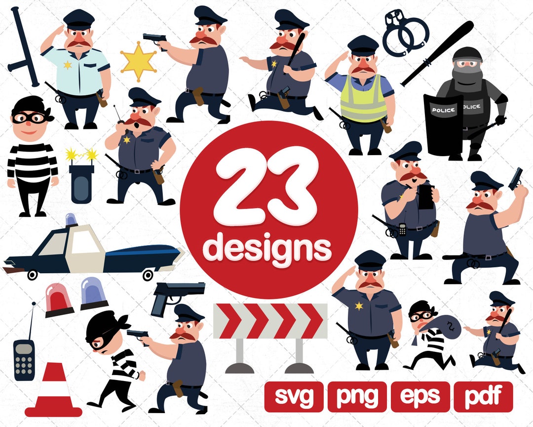 23 Police Clipart Bundle, Police Svg, Police Officer, Police Car ...