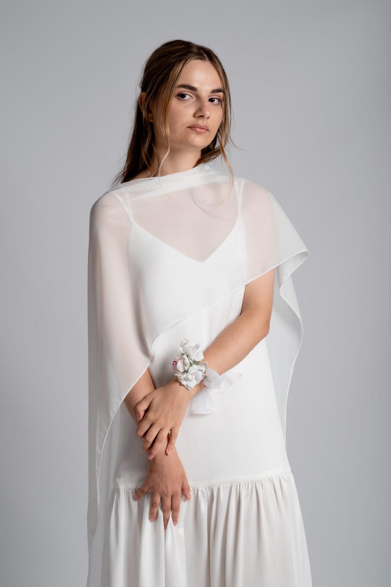 Light Gray Chiffon Evening Cape. Gray Shawl. Greek Sheer Scarf. - Etsy