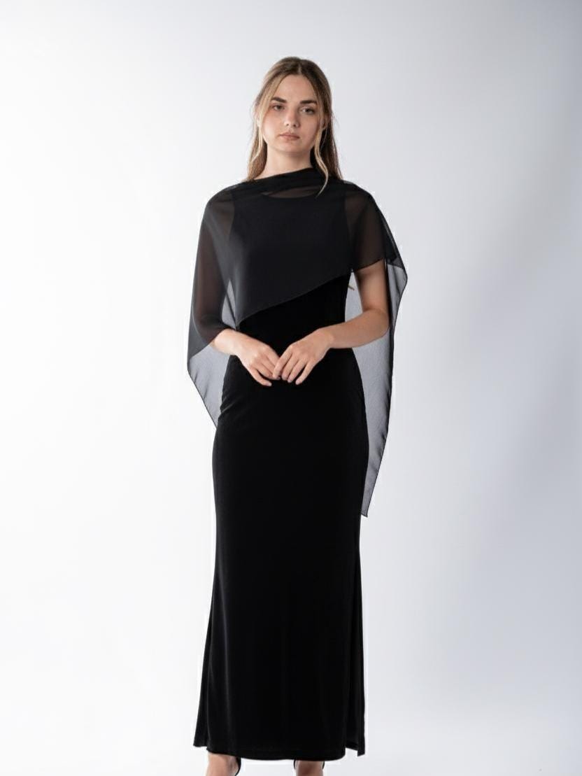 Black Chiffon Evening Cape. Black Shawl. Greek Sheer Scarf. - Etsy