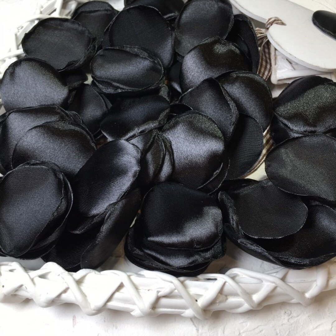Goth Wedding Decorations. Black Rose Petals. Handmade Satin Petals ...