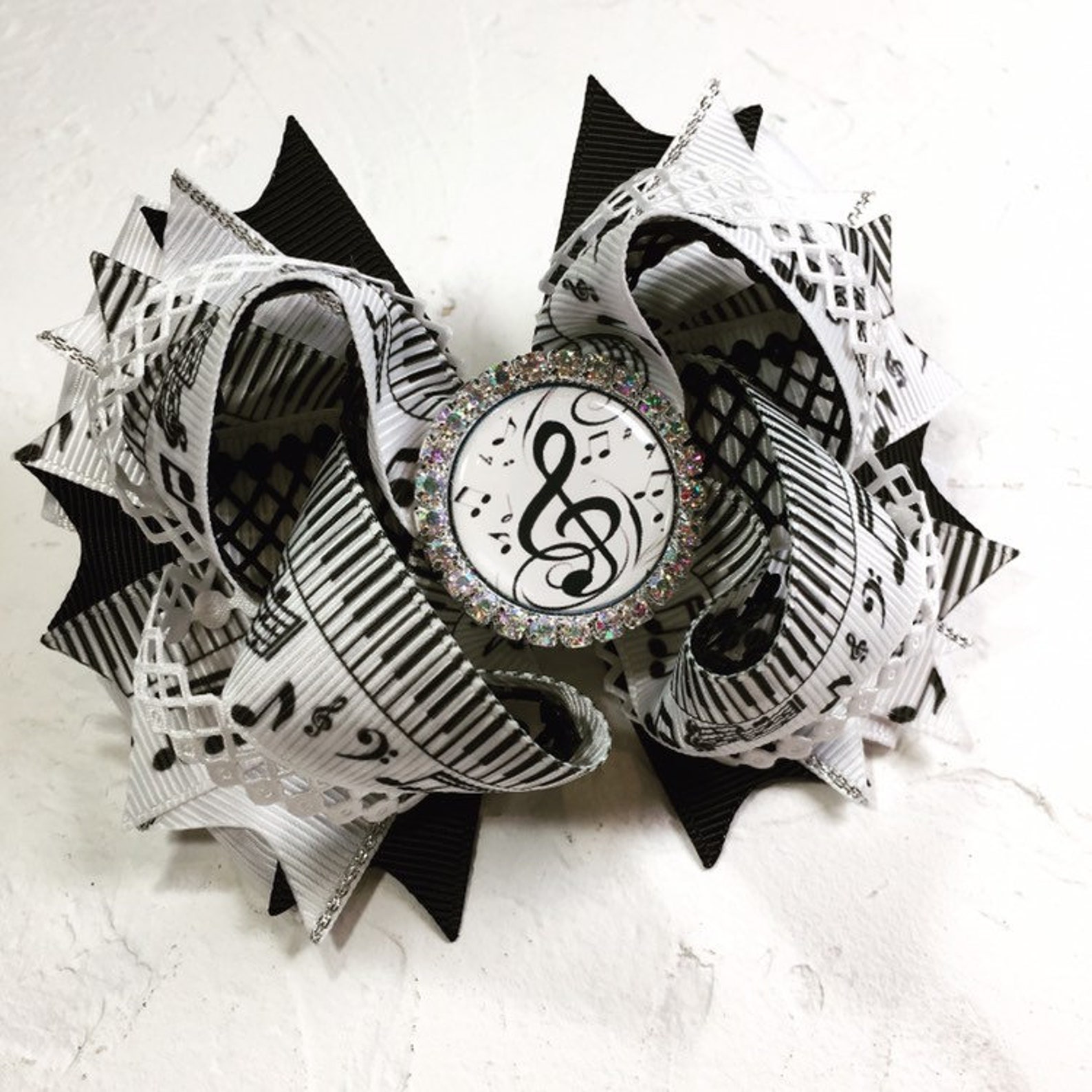 Musical notes hair bow clip. Musical gifts. | Etsy