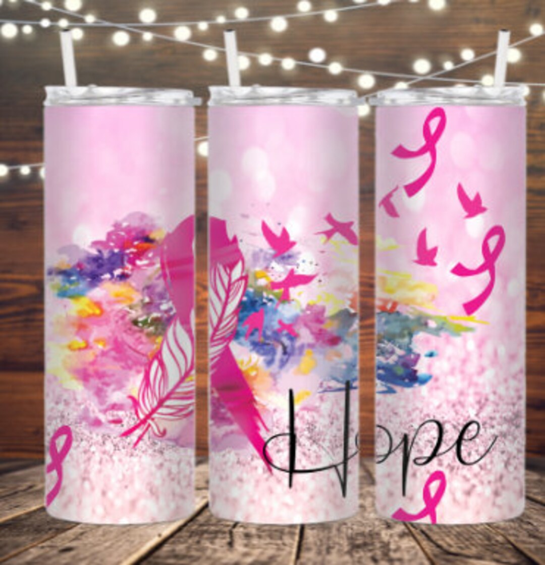 Pink Ribbon Breast Cancer Hope Sublimation Tumbler Wrap Png *DIGITAL ...