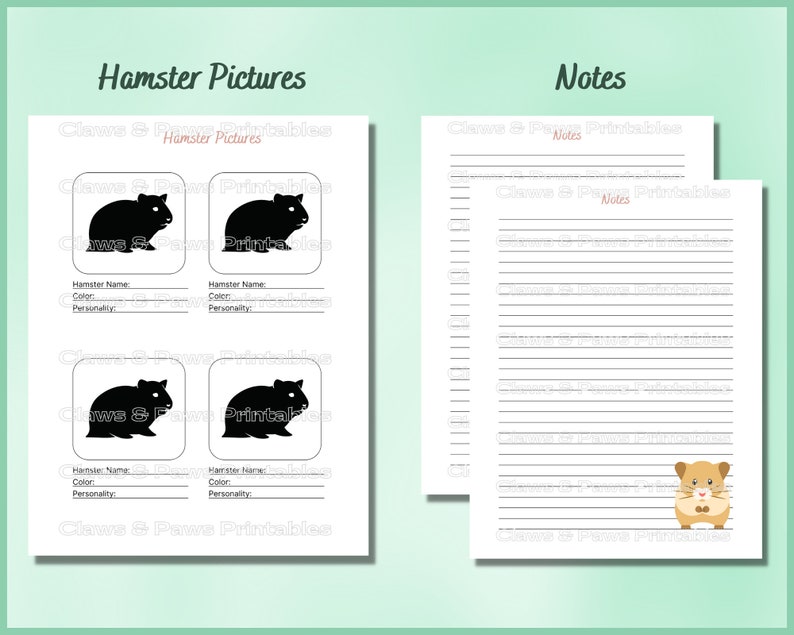 Comprehensive Hamster Care Planner 16 Pages Printable - Etsy