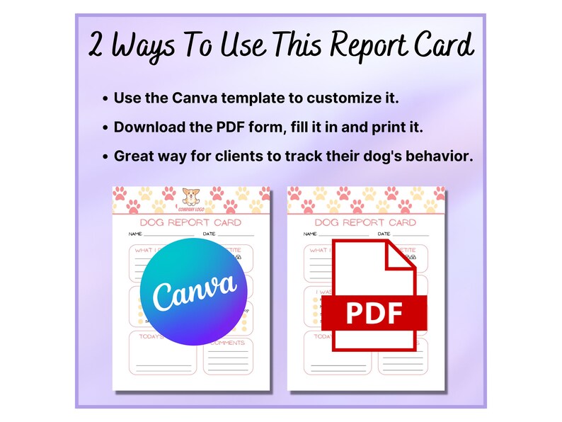Printable Dog Report Card | Dog Daycare Forms | Pink Theme | Canva ...