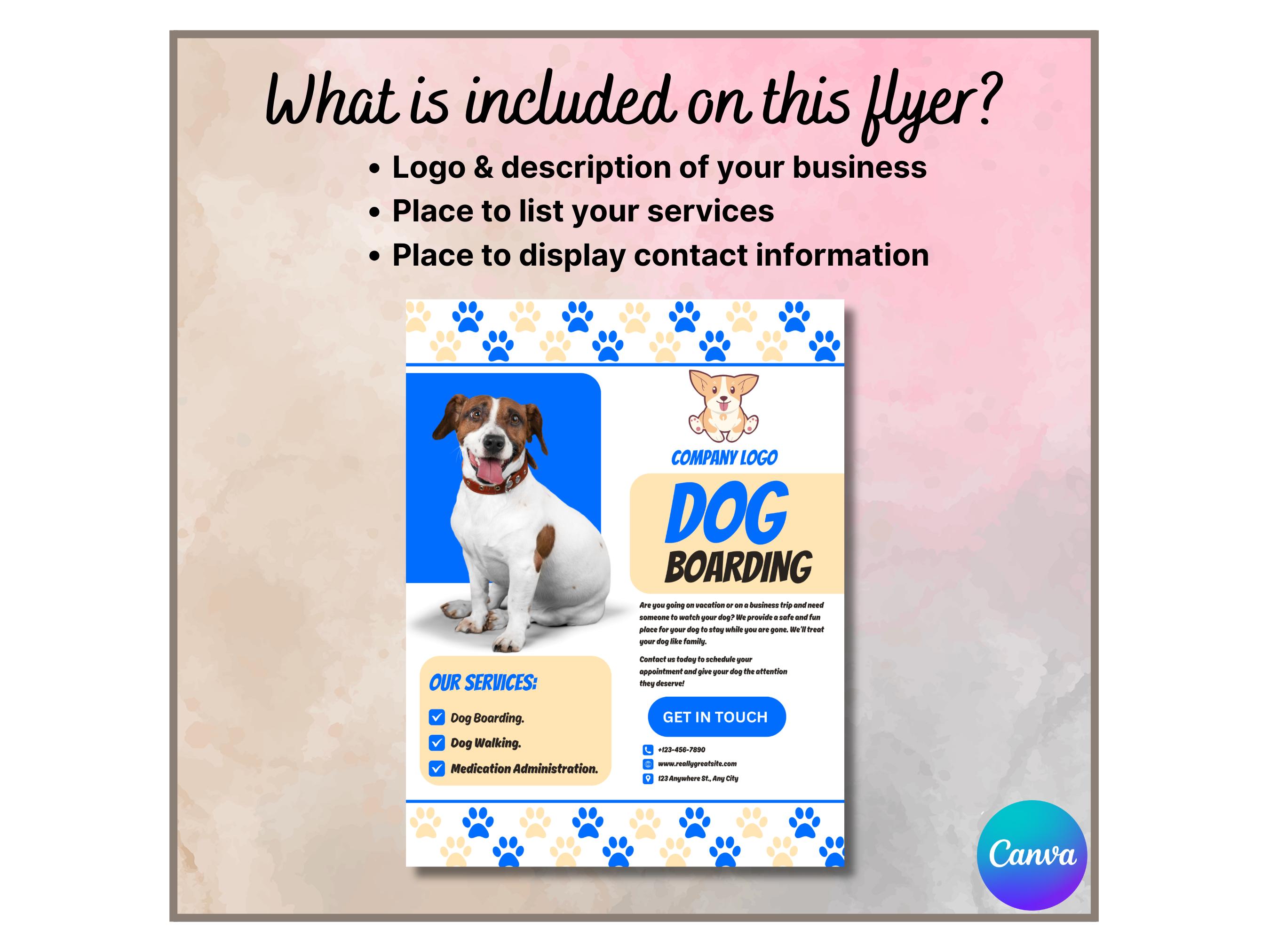 Dog Boarding Advertising Flyer: Poster for Marketing Pet Hotel or ...