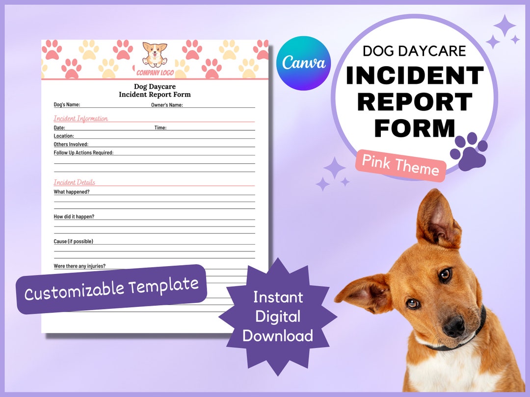 Dog Daycare Incident Report Form Doggy Daycare Accident Form - Etsy