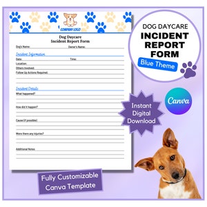 Dog Daycare Incident Report Form | Doggy Daycare Accident Form | Dog ...
