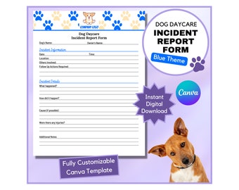 Dog Daycare Incident Report Form Doggy Daycare Accident Form Dog Bite ...