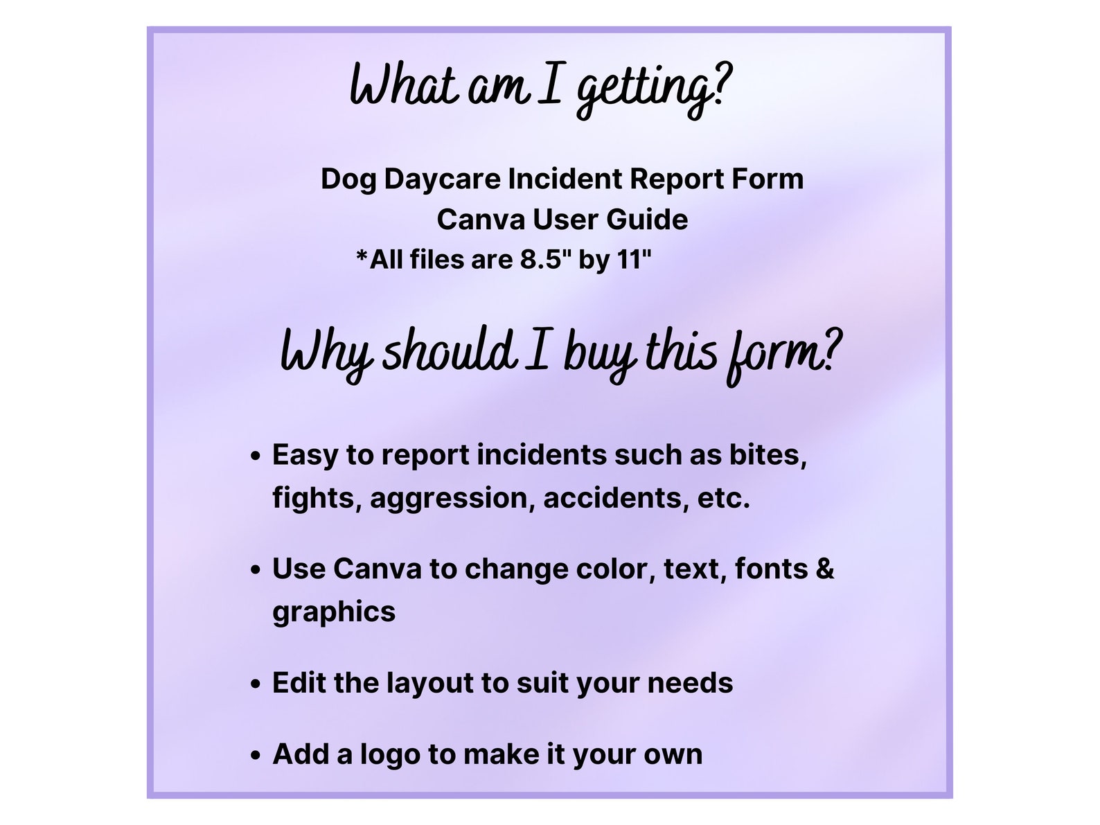 Dog Daycare Incident Report Form | Doggy Daycare Accident Form | Dog ...