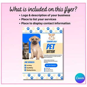 Pet Sitting Advertising Flyer: Poster for Marketing Dog and Cat Sitter ...