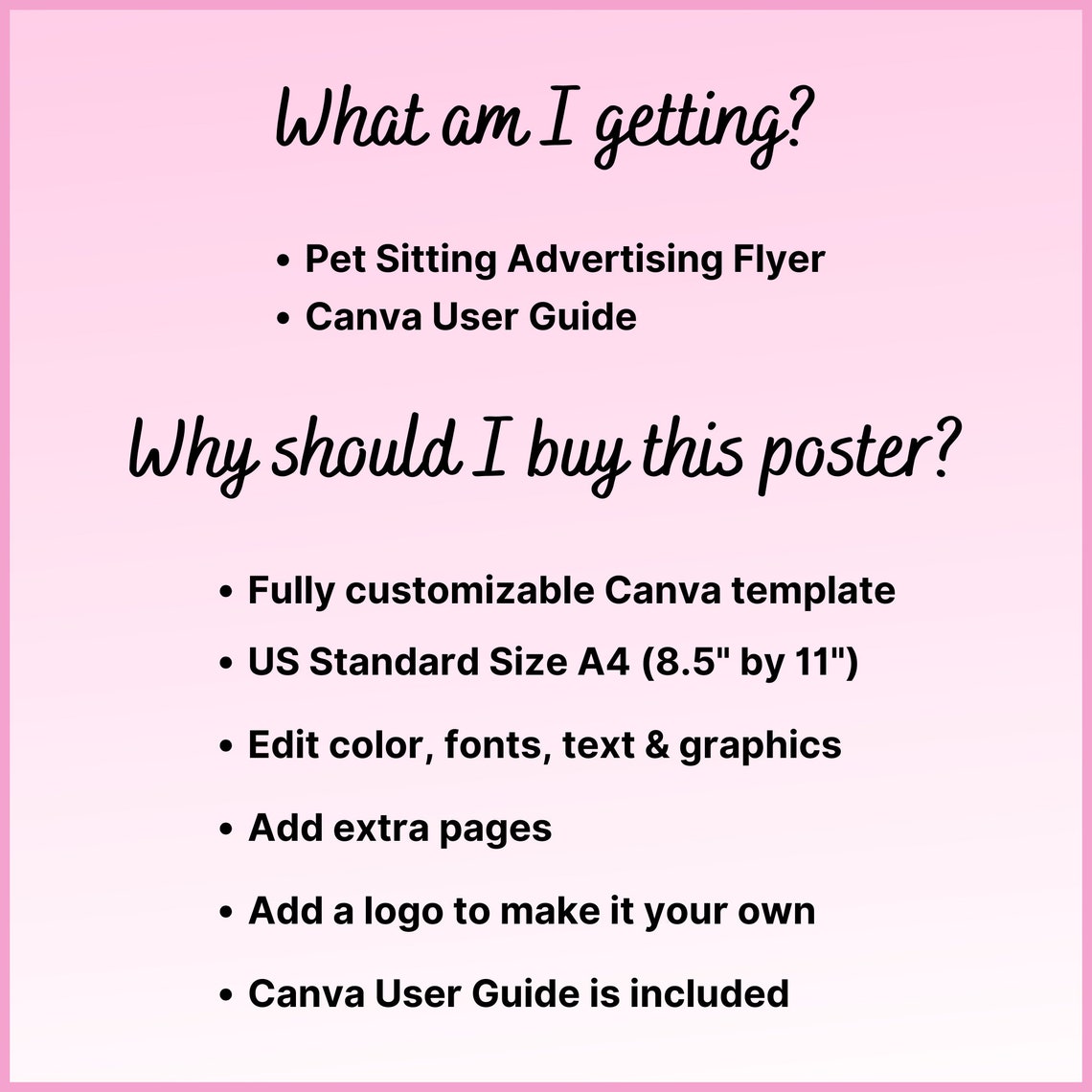 Pet Sitting Advertising Flyer Pink Dog Walking Poster Pet Sit Brochure ...