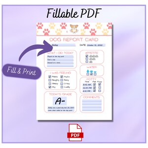Printable Dog Report Card | Dog Daycare Forms | Pink Theme | Canva ...