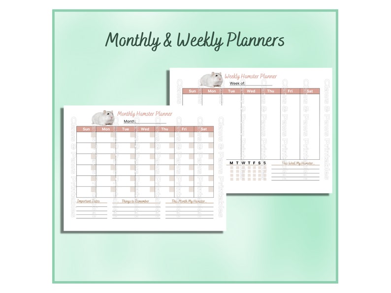 Comprehensive Hamster Care Planner - 16 Pages | Printable Hamster Guide ...