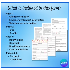 Dog Walking Contract Agreement | New Client Form | Canva Template | Dog ...