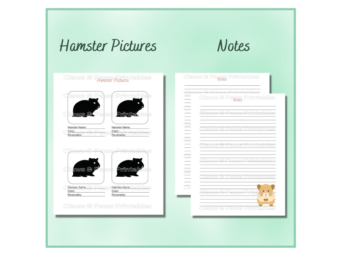 Comprehensive Hamster Care Planner 16 Pages Printable Hamster Guide ...