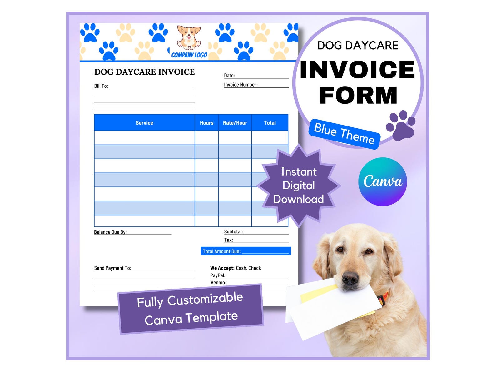 Dog Daycare Invoice Form: Billing Form for Doggy Daycare Business ...