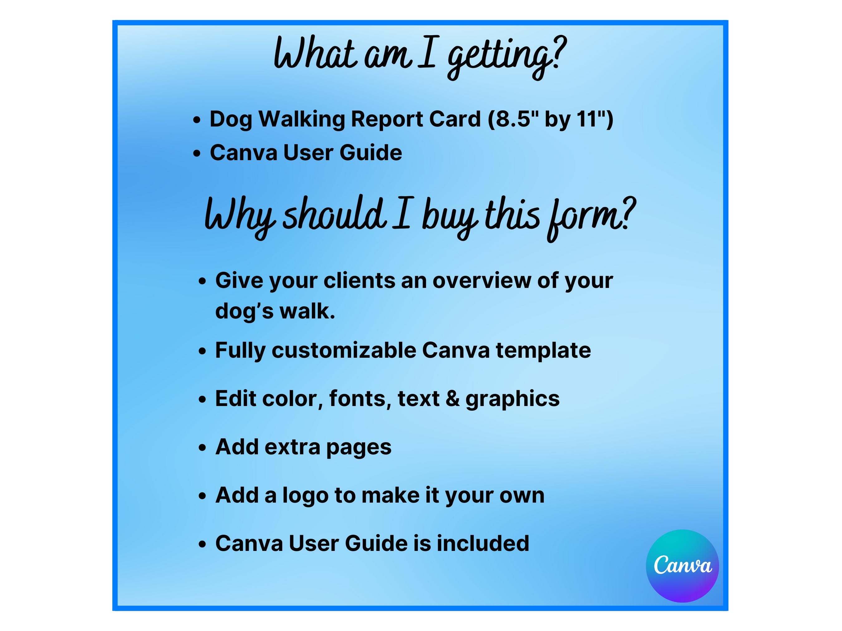 Dog Walking Report Card: End of Walk Summary for Dog Walker Business ...