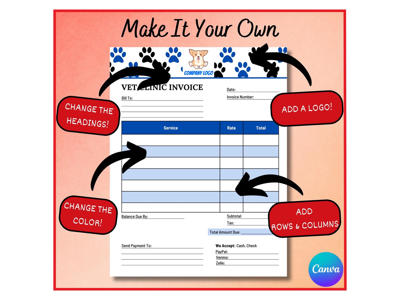 Vet Clinic Invoice Form: Billing Form for Veterinarians and Pet ...