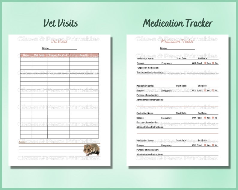 Comprehensive Hamster Care Planner 16 Pages Printable - Etsy