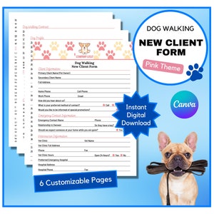 Dog Walking Contract Agreement New Client Form Canva Template Dog ...