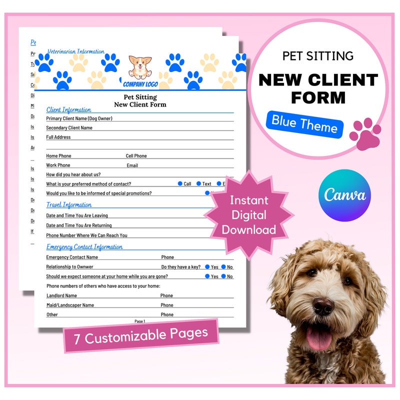Pet Sitting Forms - Etsy