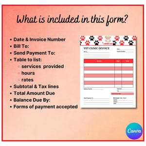 Vet Clinic Invoice Form: Billing Form for Veterinarians and Pet ...