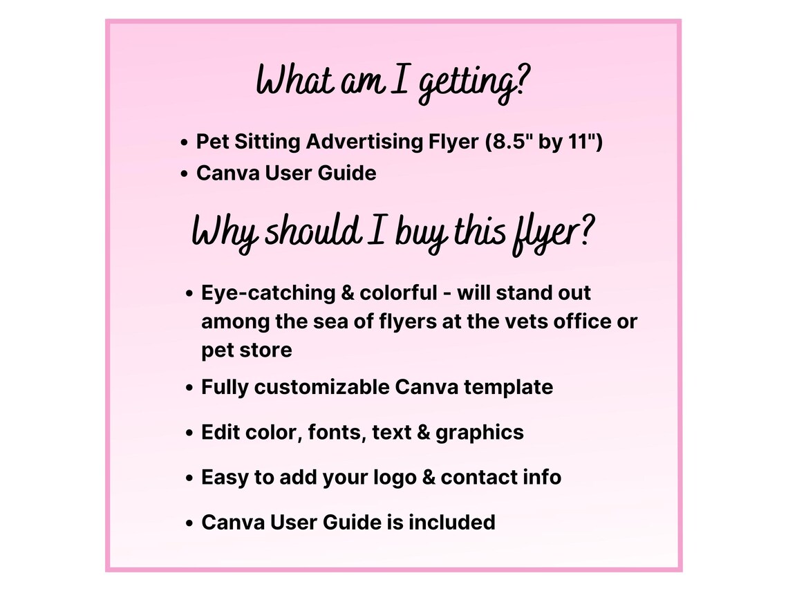 Pet Sitting Advertising Flyer: Poster for Marketing Dog and Cat Sitter ...