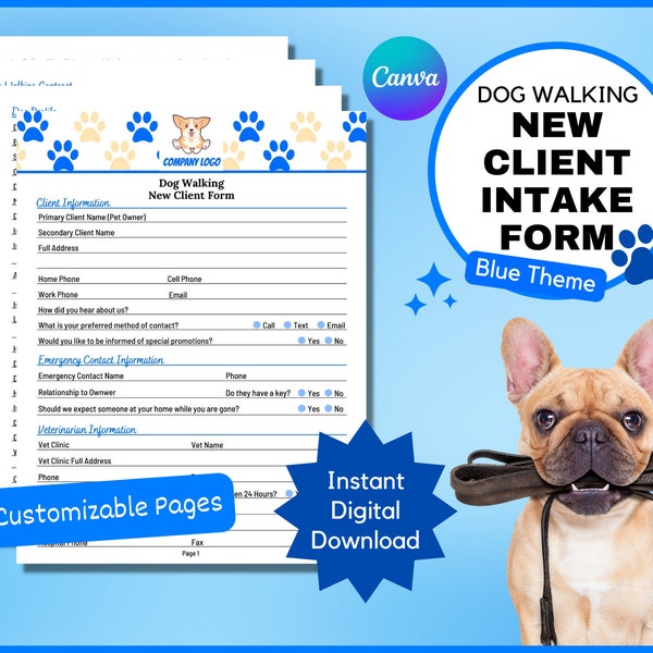 Dog Walking New Client Form - Etsy