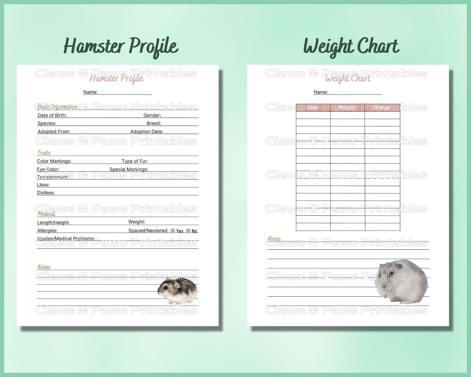 Comprehensive Hamster Care Planner 16 Pages Printable - Etsy